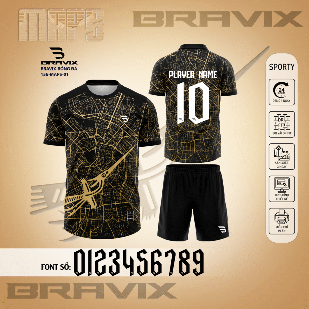 Bộ Quần Áo Bóng Đá Thiết Kế BRAVIX – BST MAPS | 140K